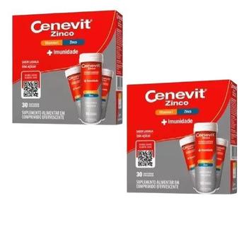 Kit 2 Cenevit Zinco Vitamina C 1g + Zinco 10mg 30 Cp - Legrand ...