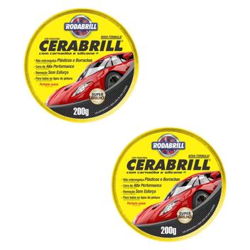 Kit 2 Cera Automotiva CARNAUBA E SILICONE Auto Brilho Para Polimento 200g - Rodabrill - Cera ...