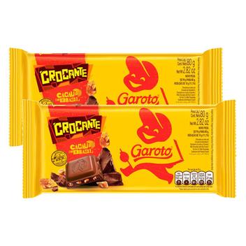 Kit 2 Chocolate Garoto Crocante 80g - Chocolate / Barra de Chocolate ...