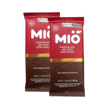 Kit 2 Chocolate Mió ao Leite com Avelã Zero 60g - Chocolate / Barra de ...