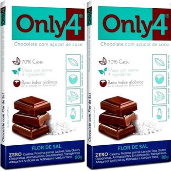 Kit 2 Chocolate Only4 com Flor de Sal Tudo Zero Leite 80g - Chocolate ...