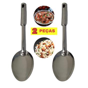 Kit 2 Colheres de Servir Arroz 29cm Grande Inox Cook Cabo Tubular ...