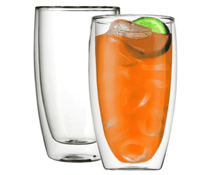 Kit 2 Copos de Vidro Duplo 450ml Conjunto de Copo Parede Camada Dupla ...