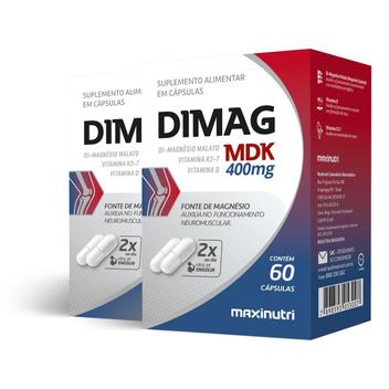Kit 2 Dimag MDK 400mg Maxinutri 60 Cápsulas - Cloreto de Magnésio ...