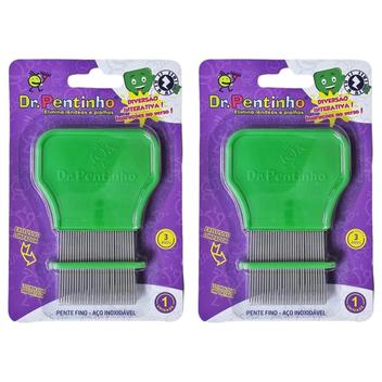 Kit 2 Dr Pentinho Pente Piolho Lêndea Limpador Verde Ou Rosa - UZY ...