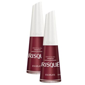 Kit 2 Esmalte Risqué Cor Escarlate Hipoalergênico com 8ml - Esmalte ...