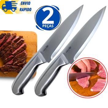 Kit 2 Faca Peixeira Toda em Inox Profissional N7 Linha Texas Afiada ...