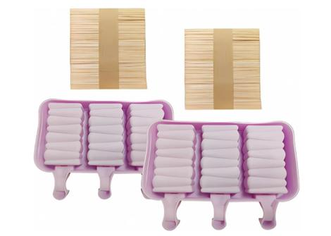 Kit 2 forma Sorvete Picolé Caseiro Molde Silicone ZigZag 3 cavidades ...