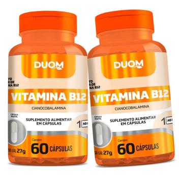 Kit 2 Frascos Vitamina B12 Cianocobalamina Puro 120 Cápsulas - Duom ...