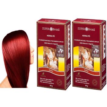 Kit 2 Henna em Pó Acaju 50g Surya Brasil - Cobre Fios Brancos - Henna ...