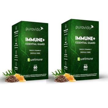 Kit 2 IMMUNE+ 60 CÁPSULAS ZINCO VITAMINA C PRÓPOLIS VERDE PURAVIDA ...