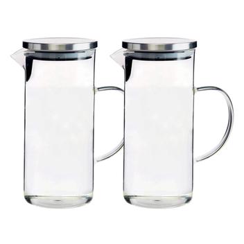 Kit 2 Jarra Suco Moderno 1,7 Litro Vidro Resistente Tampa Inox ...