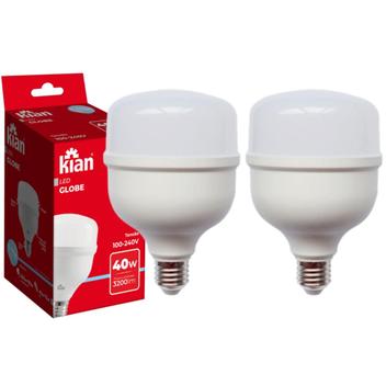Kit 2 Lâmpada Led Bulbo 40W Forte Potente Branco Frio 6500k Bivolt ...