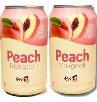 Kit 2 Latas Bebida Coreana Makoli Makgeolli Pêssego 350Ml - Makoli Kook Soon Dang - Suco ...