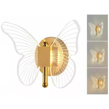Kit 2 Luminária Arandela Dourada Borboleta Led 7w Parede - CTB ...