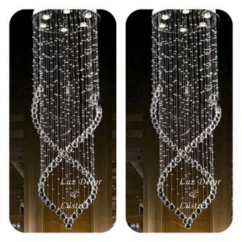 Kit 2 Lustres Em Cristais Para Pé Direito Duplo Base De Inox - LUZ ...