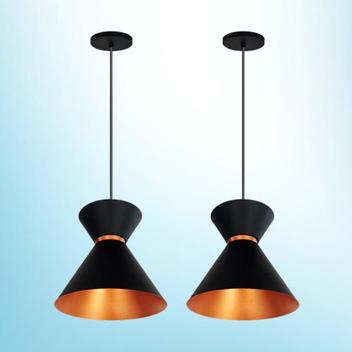 Kit 2 Lustres Pendentes Berlin Preto com Cobre R.R.J.V - Rrjv Negocios ...