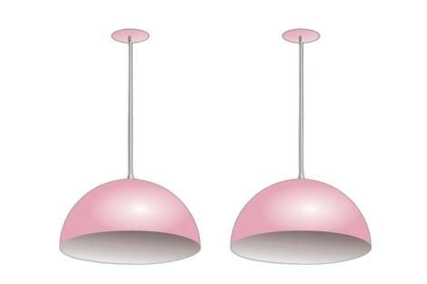 Kit 2 Lustres Pendentes Meia Lua Orby 40Cm Rosa Branco Rrjv - Lustre ...