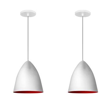 Kit 2 Lustres Pendentes Vegas Branco Com Vermelho - Rrjv Negocios ...