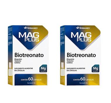 Kit 2 Mag Plus Biotreonato 60 Cápsulas - Herbamed - Cloreto de Magnésio / Magnésio Dimalato ...