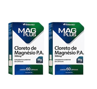 Kit 2 Mag Plus Cloreto De Magnésio P.a. 60 Cápsulas Herbamed - Cloreto de Magnésio / Magnésio ...