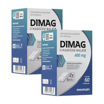 Kit 2 Magnésio Dimalato 400mg Dimag 60 Caps Cada Maxinutri - Cloreto de ...