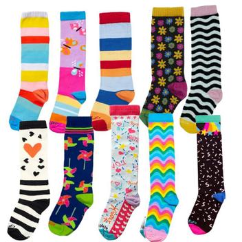 Kit 2 Meia 3/4 Algodão Infantil Listrada Divertida Colorida ...