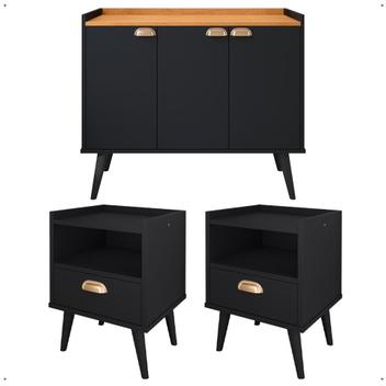 Kit 2 Mesinhas Lateral Cama Mesa Cabeceira Quarto Nicho Aparador Buffet ...