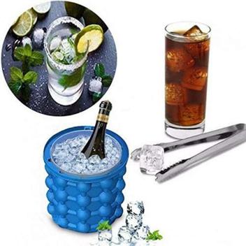 Kit 2 Mini Balde Forma de Gelo Silicone Com Tampa Ice Magic Cube - Top ...