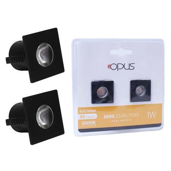 Kit 2 Mini Embutido Para Móveis 1w 3000k Branco Quente - Preto - Opus ...