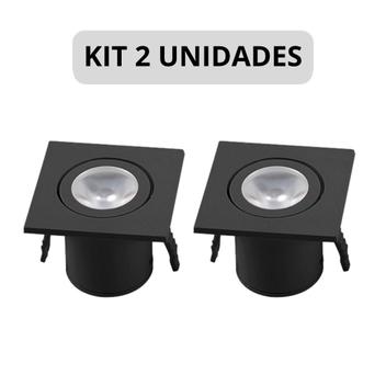 KIT 2 Mini Spot LED 1W Móvel Quadrado Direcionável Preto 3000K Bivolt ...