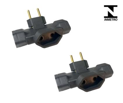 Kit 2 Multiplicador De Tomada Preto Benjamin 2 pino 3 Saídas Articulado ...