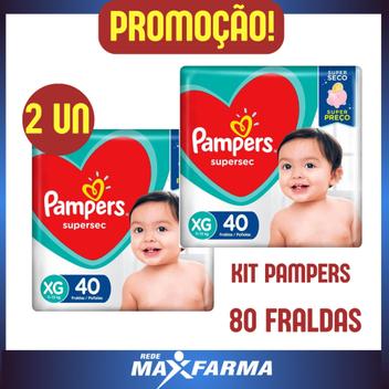 KIT 2 PACOTES Fralda Pampers Supersec XG 40 unidades - Fralda ...
