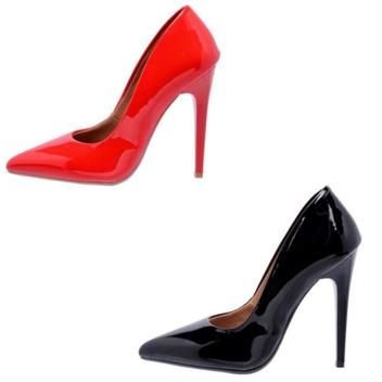 Kit 2 Pares Scarpin Ptah Confort Salto Alto Bico Fino Verniz Preto ...
