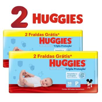 Kit 2 pctes Fralda Huggies P 38un 3,5 a 6 kg cada Total 76un - Fralda ...