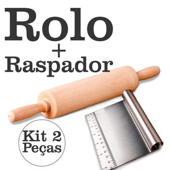 kit 2 peças rolo giratório multiuso de madeira para massa de pães pizza ...