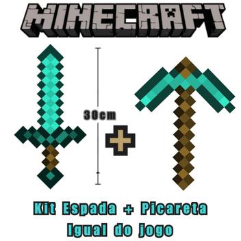 Kit 2 Pixel Espada+Picareta Brinquedo Mdf Resistente 30cm brinquedo ...