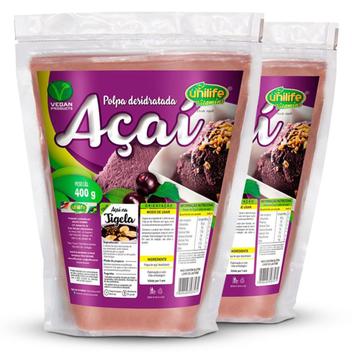 Kit 2 Polpa de Açaí desidratada em pó 400g Unilife - Açaí em Pó ...
