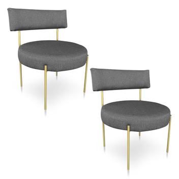 Kit 2 Poltronas Luxo Elora Linho Pés de Ferro Dourado - Pallazio ...