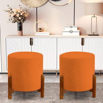 Kit 2 Puff Catânia em Veludo Terracota Base em Madeira - CASA TREE ...