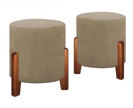 Kit 2 Puff Luxo Pés Em Madeira Luna Banco Decorativo Closet Sala Hall ...