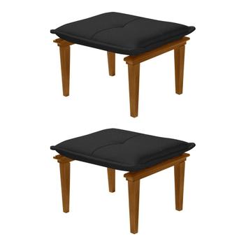 Kit 2 Puff Marilyn Luxo Veludo Preto 60x50 Base em Madeira Maciça ...