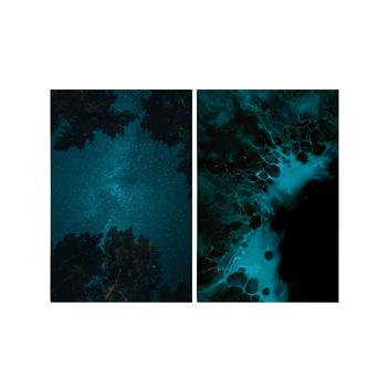 Kit 2 Quadros Tela Canvas Céu Estrelado Verde Tinta Óleo - Deliquadros ...