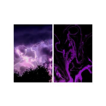 Kit 2 Quadros Tela Canvas Raio Roxo Tinta Óleo Preto Sala - Deliquadros ...