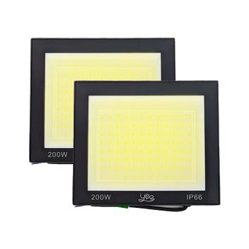 Kit 2 Refletor Led Luz Amarela 200w A Prova De Água IP66 Jardim 3000k ...