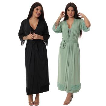 Kit 2 robe noiva feminino roupão de renda luxo hobe - ALTIE - Roupão e ...