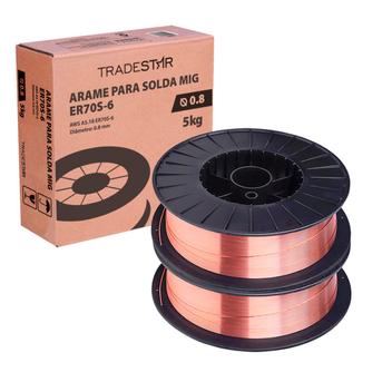 Kit 2 Rolos Arame Para Solda Mig Com Gás 0,8 mm 5Kg Er70s-6 - Tradestar ...