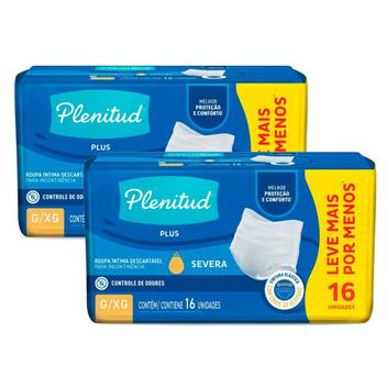 Kit 2 Roupa Íntima Plenitud Plus Unissex Tamanho G/XG 16 Unidades ...