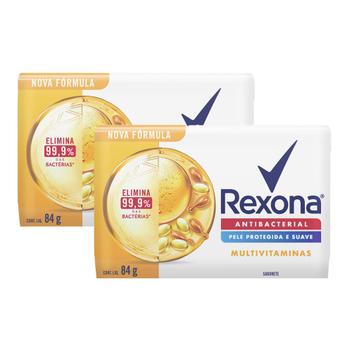 Kit 2 Sabonete em Barra Rexona Antibacterial Multivitaminas 84g ...