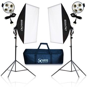 Kit 2 softbox quadruplo com 2 tripés e uma bolsa - Leco Shop - Iluminadores - Magazine Luiza